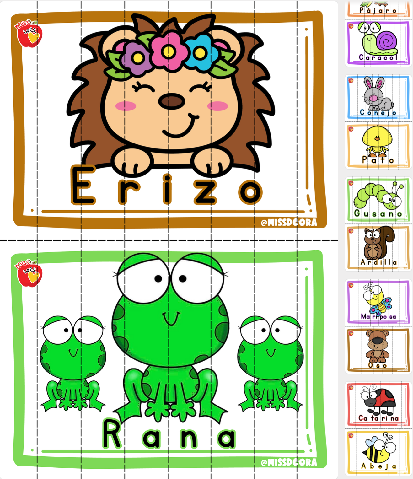 Mini rompecabezas: Animales de primavera | Miss de cora